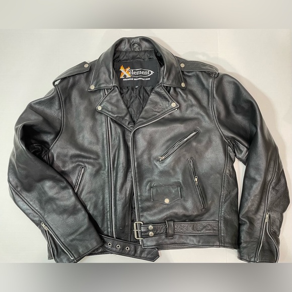 Xelement | Jackets & Coats | Classic Black Leather Motorcycle Jacket ...